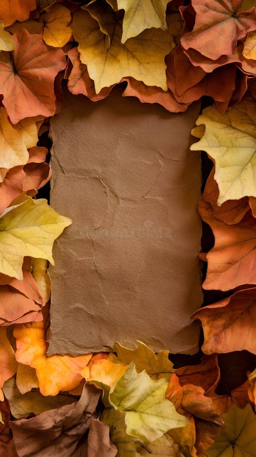 Autumn Paper Frame Rustic Autumn Leaves Surround Textured Paper ...