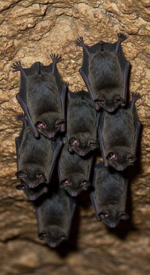 Cluster of Bats Hanging in a Cave Stock Illustration - Illustration of ...