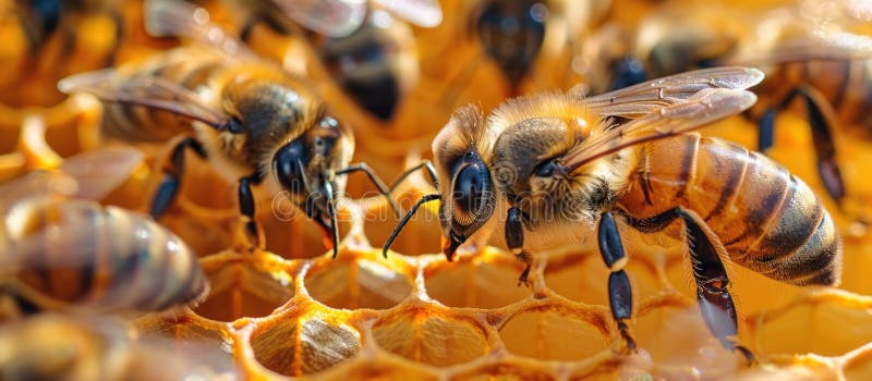 Bees Gathering in a Beehive Stock Image - Image of pollination ...