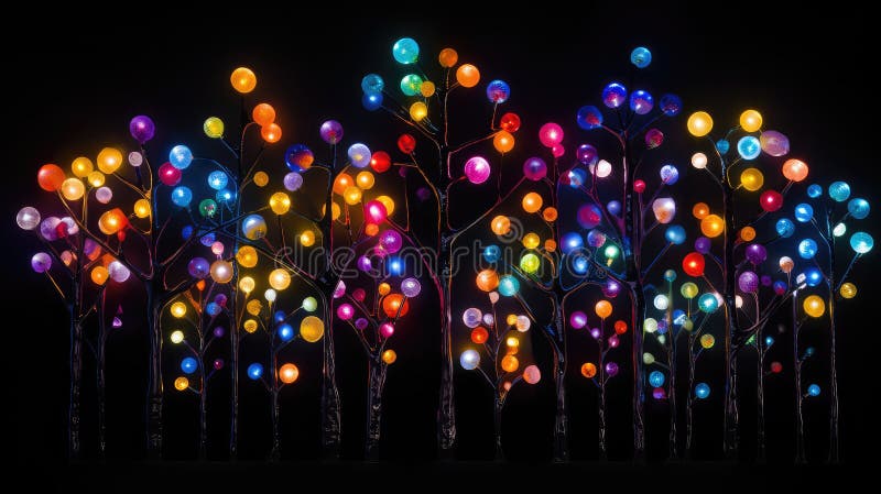 Cluster Black Background with Lights Stock Illustration - Illustration ...