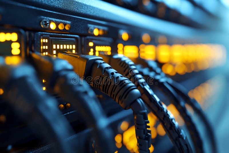 Cluster of Black and Gray Cables Connected To a Network Switch in a ...