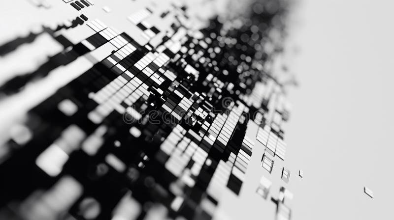 Abstract Pattern of Falling Black and White Cubes Creating a Dynamic ...