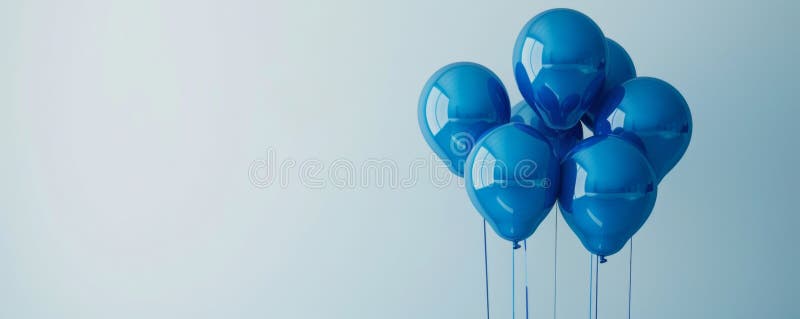 Cluster of Blue Balloons on a Light Background, Minimalistic ...