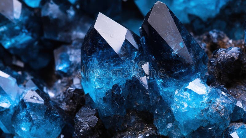 A Cluster of Blue Crystals on a Rock Stock Illustration - Illustration ...