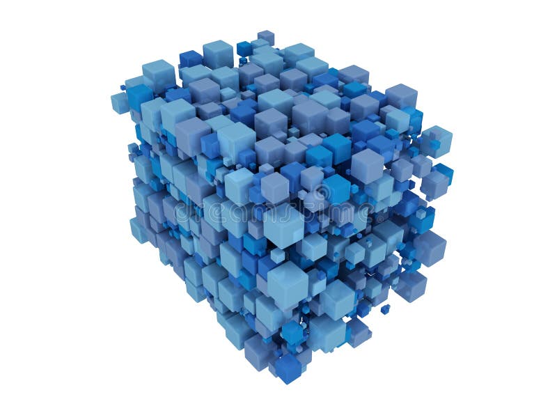 3D Blue Cubes stock illustration. Illustration of modern - 81657247