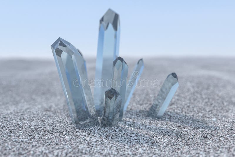 A Cluster of Blue Magic Crystal Gather Together, 3d Rendering Stock ...