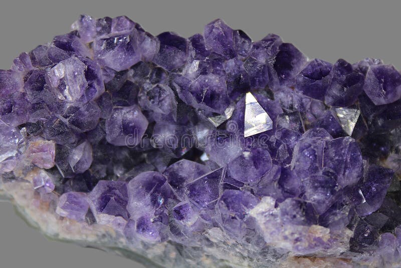 Hexagonal Terminated Amethyst Crystals in Close Up Stock Photo - Image ...