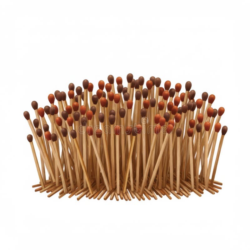 A Cluster of Brown and Red Matches on White Background Stock ...