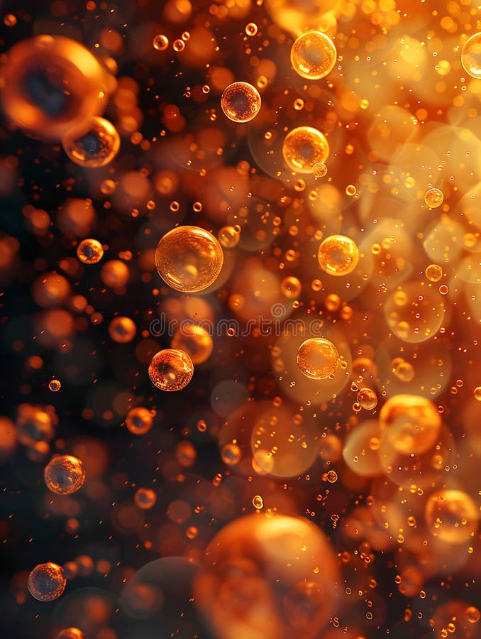 Bubbles Float in Dark Liquid Creating an Amber Pattern Stock Image ...