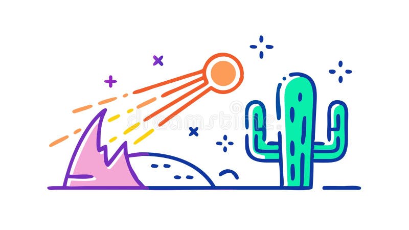 Cluster of Cacti in a Desert Scene Vector Illustration Art, Vector ...