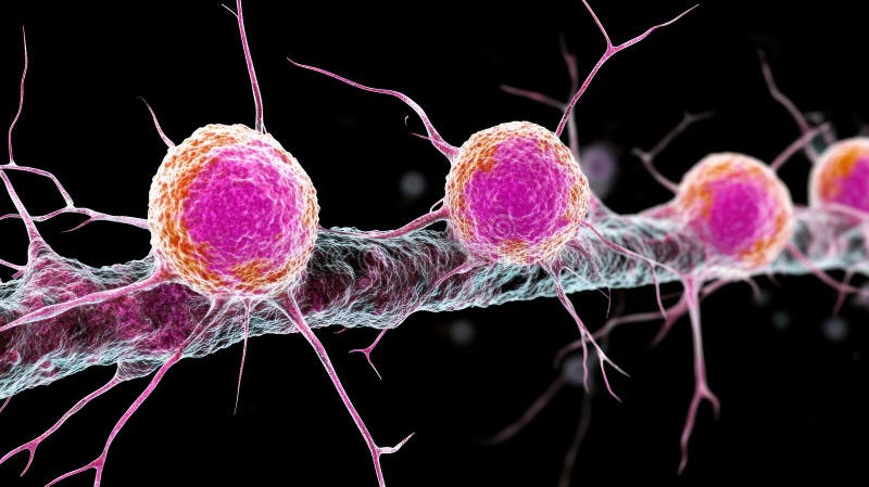 Cluster of Cancer Cells Under Microscope Stock Illustration ...