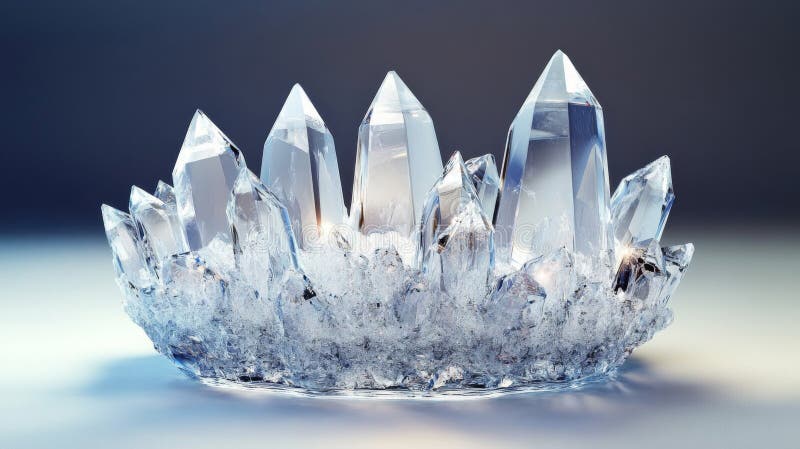 Cluster of Clear Quartz Crystals on Gray Background Stock Illustration ...