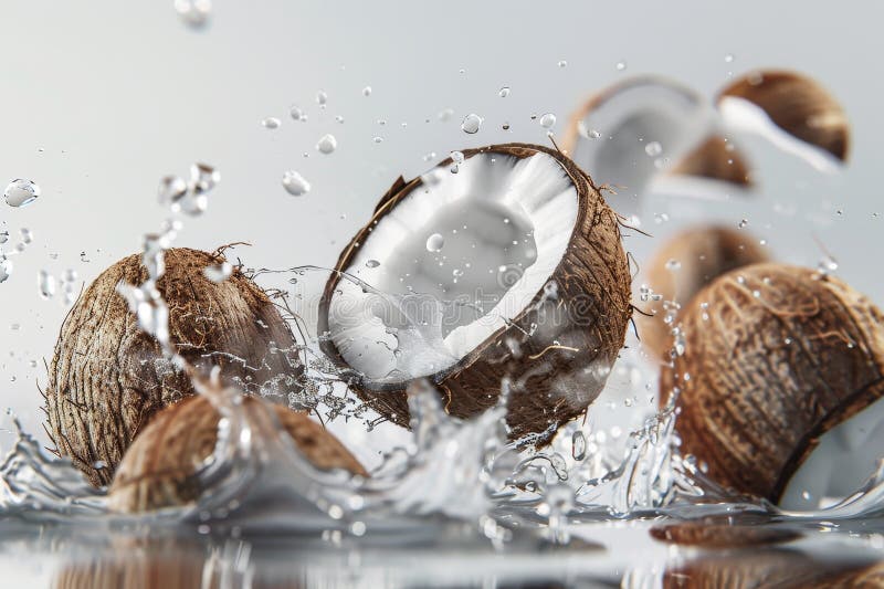 A Cluster of Coconuts Bobbing in the Water, Coconuts Floating in the ...