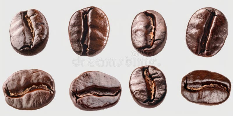 A Cluster of Coffee Beans Arranged on a Clean White Surface Stock Photo ...