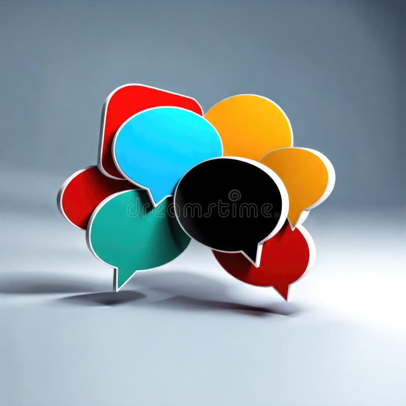 Cluster of Colorful 3D Speech Bubbles in Discussion Stock Illustration ...