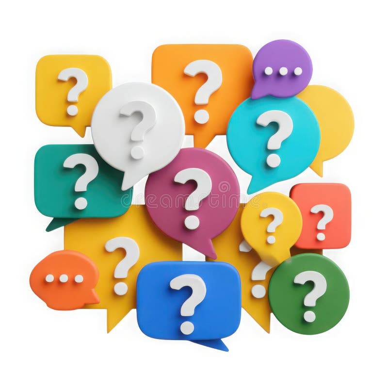 Colorful Question Mark Speech Bubbles Isolated on White Background ...
