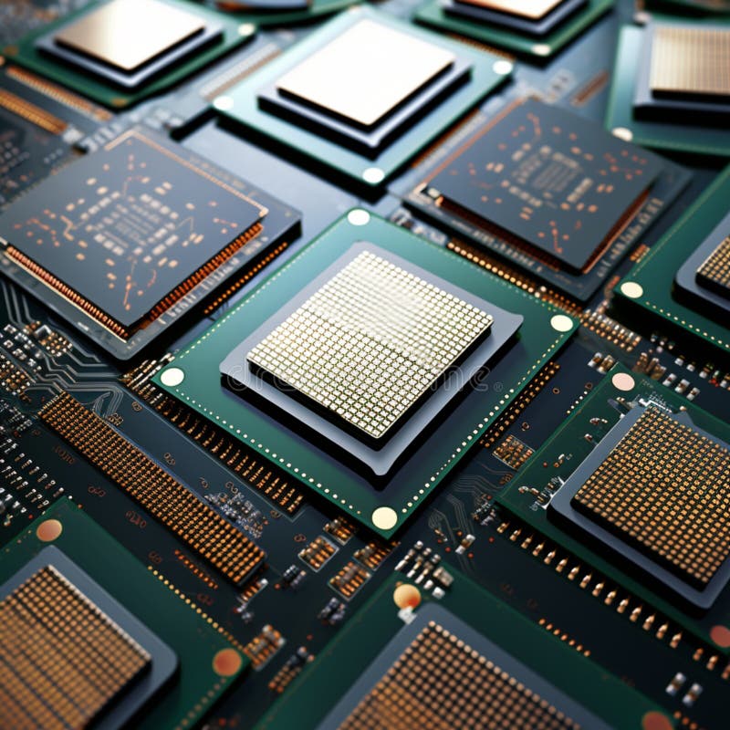 Cluster of CPUs, Central Processor Units, Isolated on Neutral ...