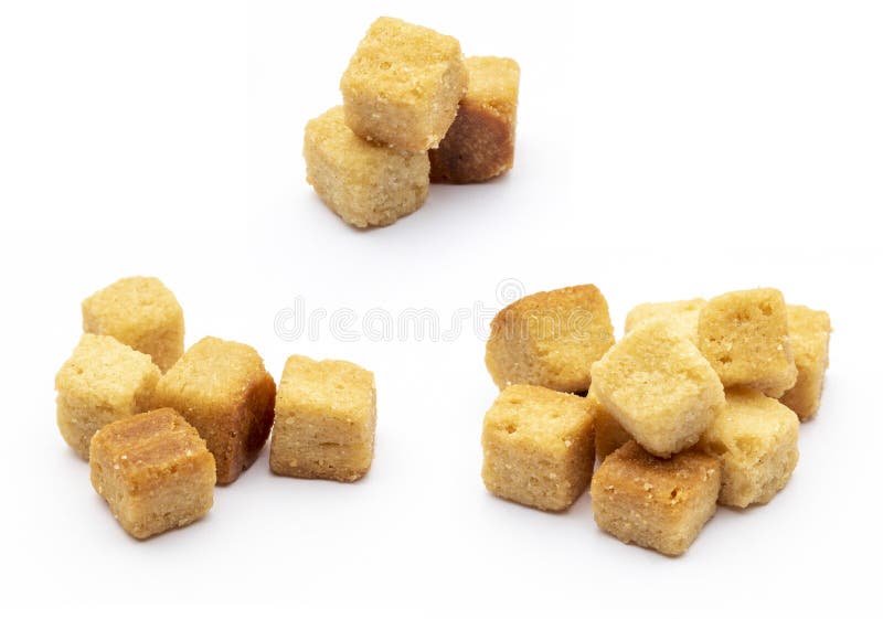 Cluster Crispy Croutons. Cubes of Bread Toasted and Fried in Oil ...