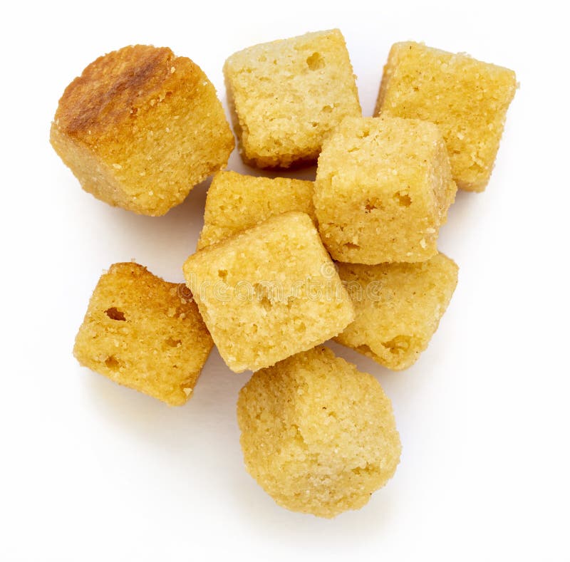 Cluster Crispy Croutons. Cubes of Bread Toasted and Fried in Oil ...