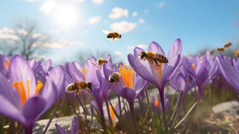 Cluster Crocus Spring Flowers Stock Illustration - Illustration of ...