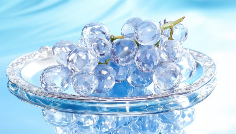 Cluster of Crystal Grapes Resting on a Reflective Surface with a Soft ...