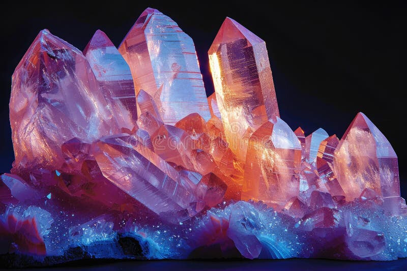 Luminous Amethyst Geode Cluster: Vibrant Purple and Orange Crystals ...