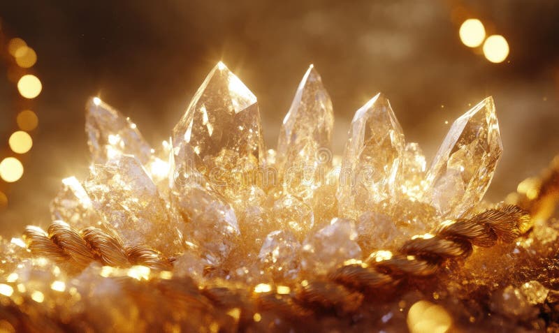 A Cluster of Crystals is Sitting on a Gold Surface Stock Image - Image ...