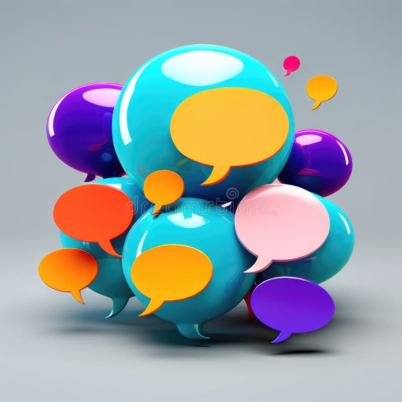 Cluster of 3D Chat Bubbles in Playful Colors Stock Illustration ...