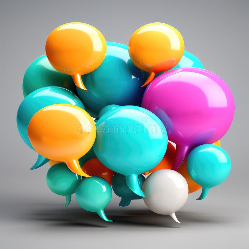 Cluster of 3D Chat Bubbles in Playful Colors Stock Illustration ...