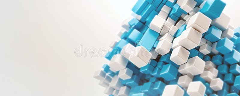 Cluster of 3D Cubes in Blue and White Stock Illustration - Illustration ...