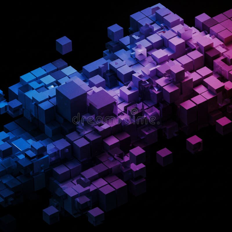 A Cluster of 3D Cubes in Varying Sizes Forms a Dynamic Composition ...