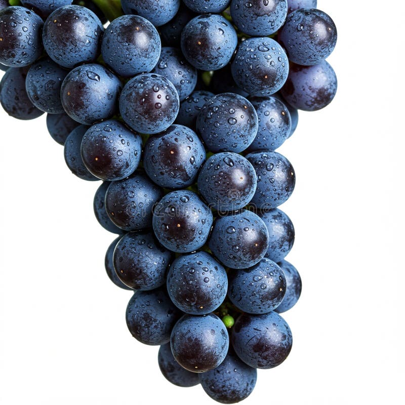 A Cluster of Dark Blue Grapes (Vitis Vinifera) Featuring a Teardrop ...