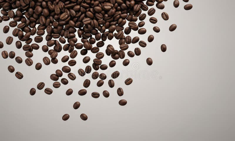 Cluster Dark Brown Coffee Beans Cascades Against Light Gray Background ...