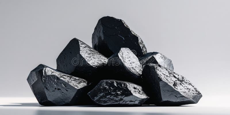 Cluster of Dark Rough Rocks with Shiny Surfaces and Angular Edges Stock ...