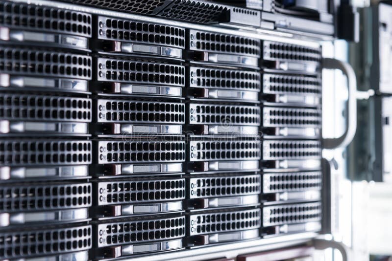 Cluster of Data Storage Hard Drives Inside Server Room Stock Photo ...