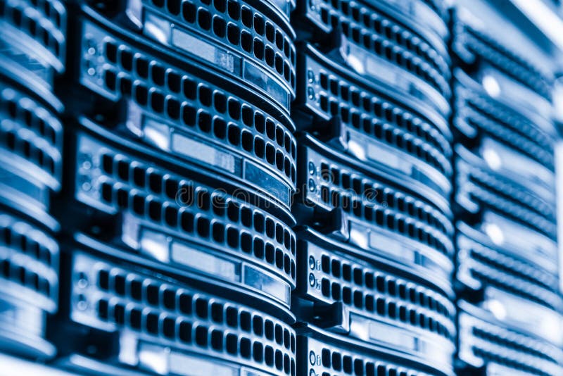 Cluster of Data Storage Hard Drives Inside Server Room Stock Image ...