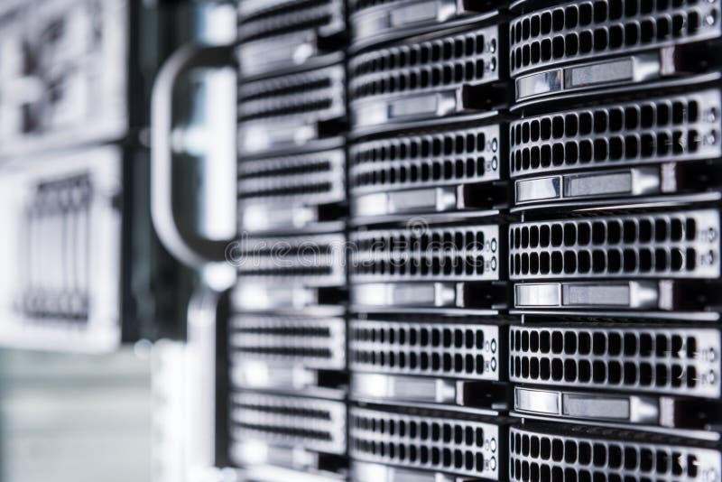 Cluster of Data Storage Hard Drives Inside Server Room Stock Photo ...