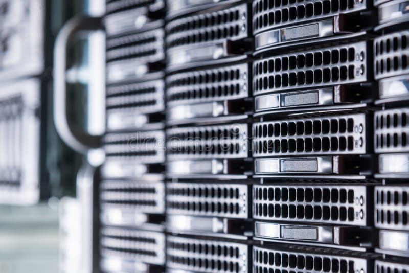 Cluster of Data Storage Hard Drives Inside Server Room Stock Photo ...