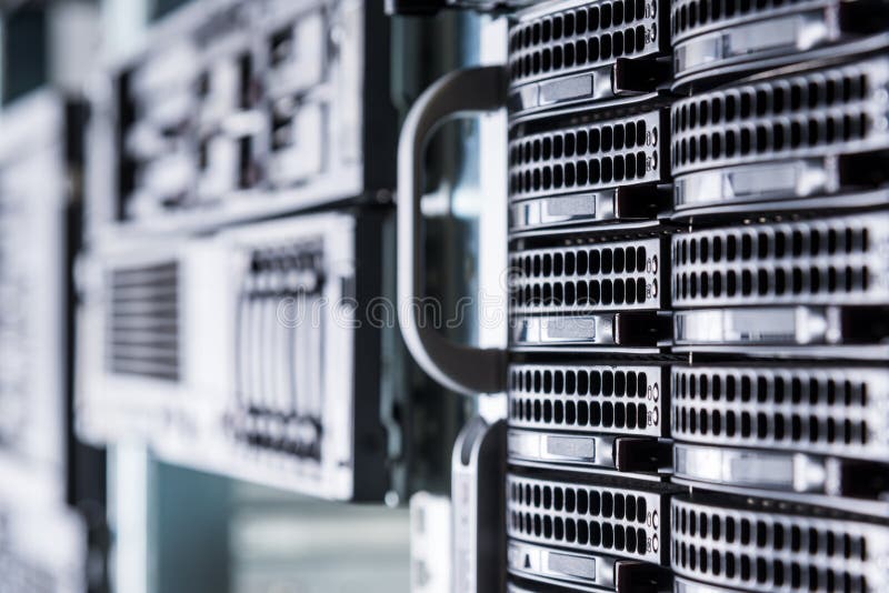 Cluster of Data Storage Hard Drives Inside Server Room Stock Photo ...