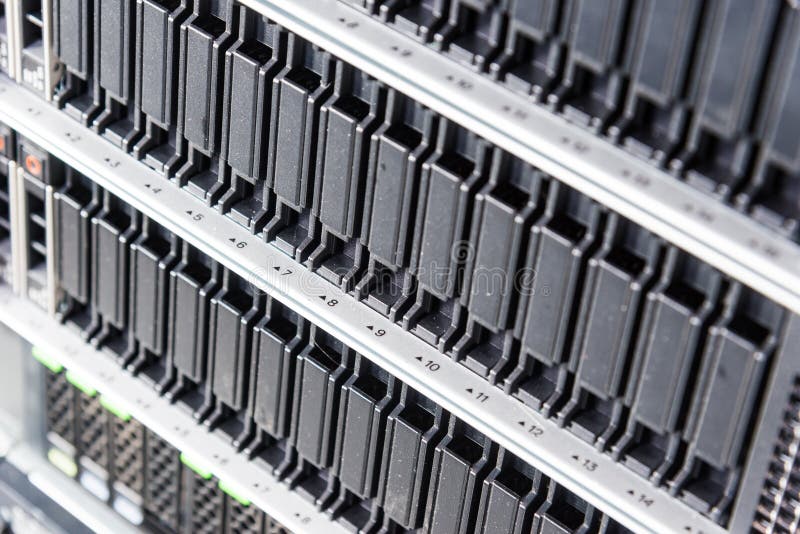 Cluster of Data Storage SSD Hard Drives Inside Server Rack Stock Photo ...