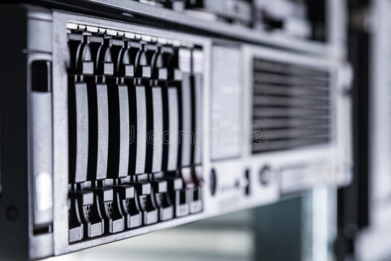 Cluster of Data Storage SSD Hard Drives Inside Server Rack Stock Photo ...