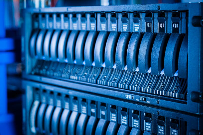 Cluster of Data Storage SSD Hard Drives Inside Server Rack Stock Image ...