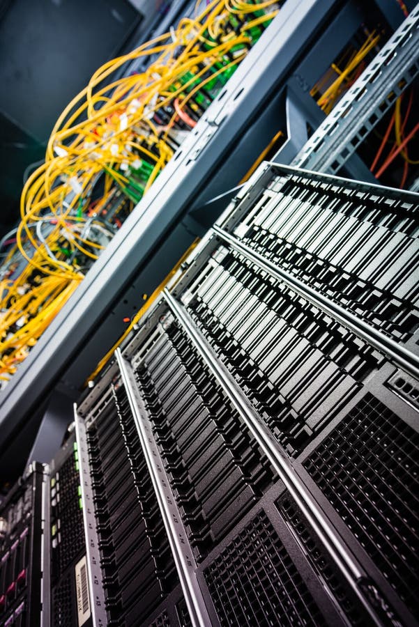 Cluster of Data Storage SSD Hard Drives Inside Server Rack Stock Photo ...