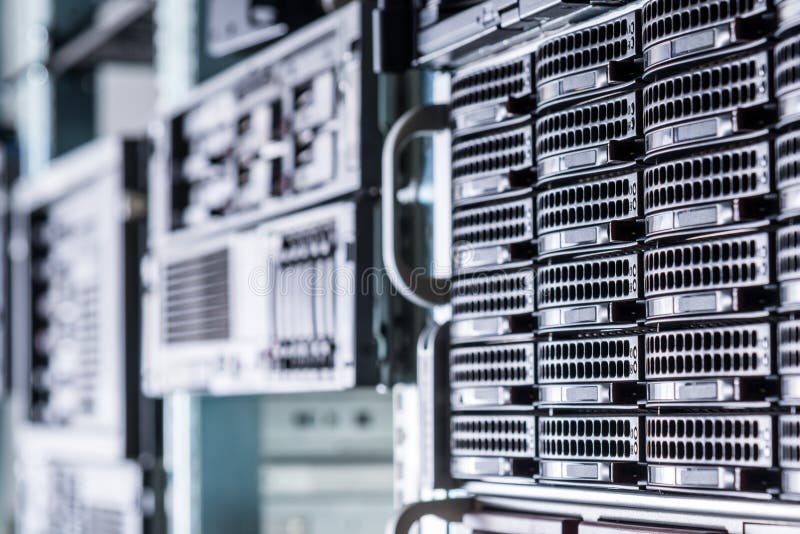 Cluster of Data Storage SSD Hard Drives Inside Server Rack Stock Photo ...