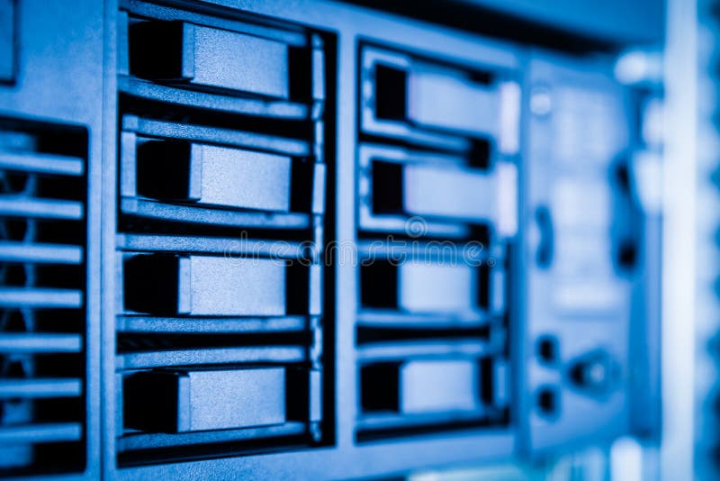 Cluster of Data Storage SSD Hard Drives Inside Server Rack Stock Photo ...