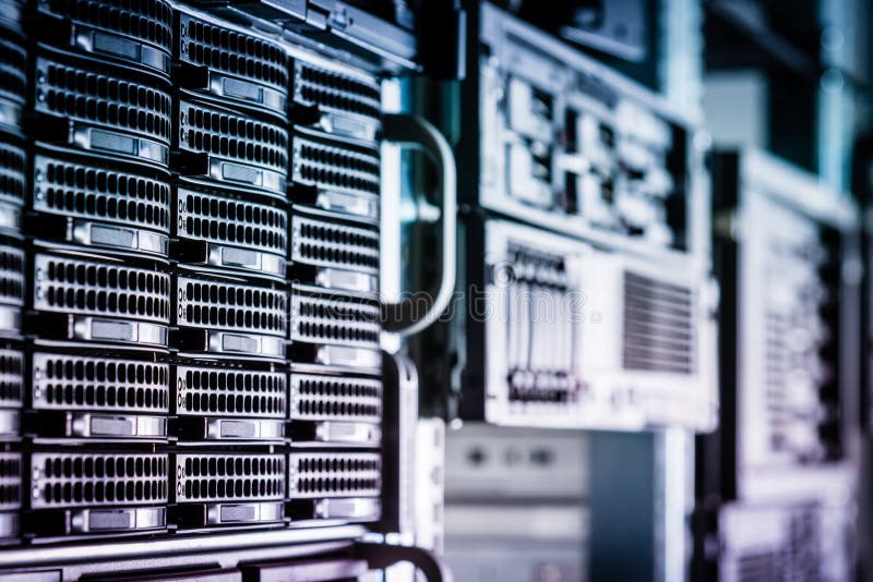 Cluster of Data Storage SSD Hard Drives Inside Server Rack Stock Photo ...