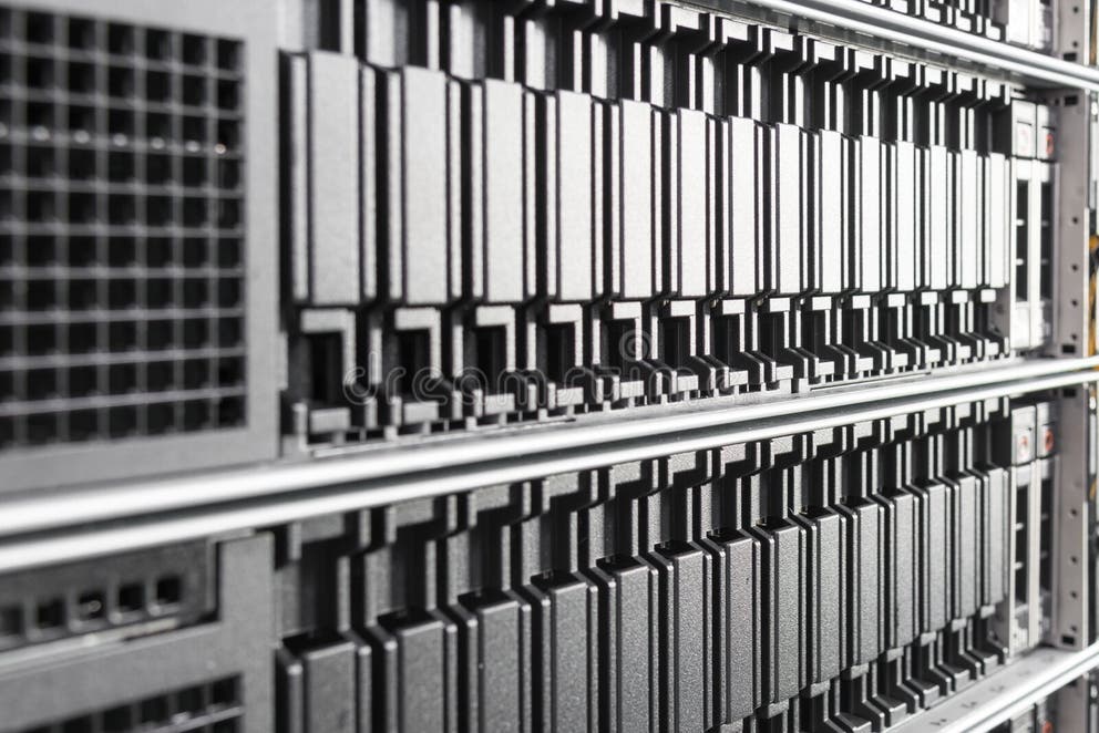 Cluster of Data Storage SSD Hard Drives Inside Server Rack Stock Image ...