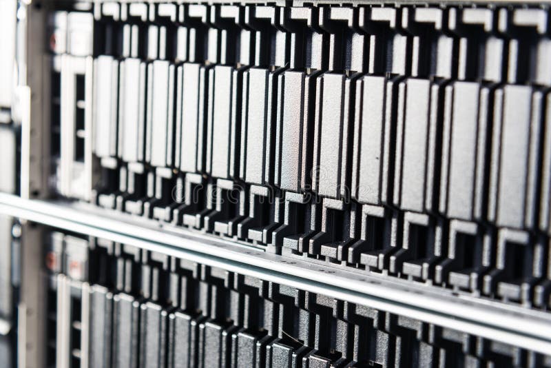 Cluster of Data Storage SSD Hard Drives Inside Server Rack Stock Photo ...