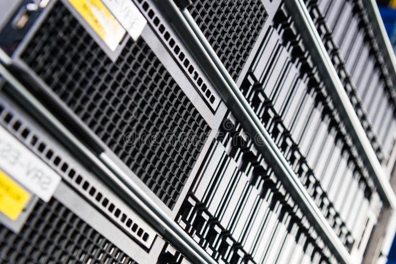 Cluster of Data Storage SSD Hard Drives Inside Server Rack Stock Photo ...