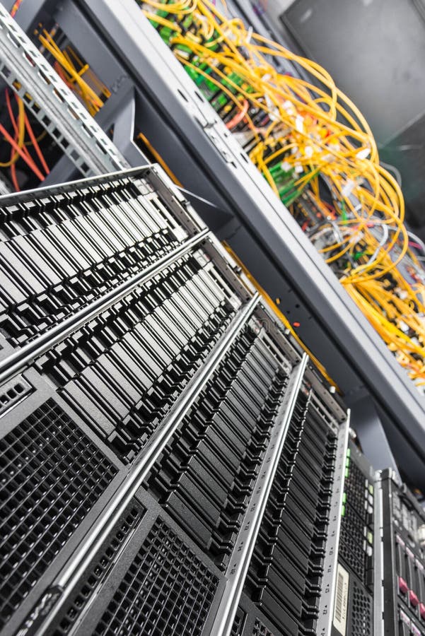 Cluster of Data Storage SSD Hard Drives Inside Server Rack Stock Image ...